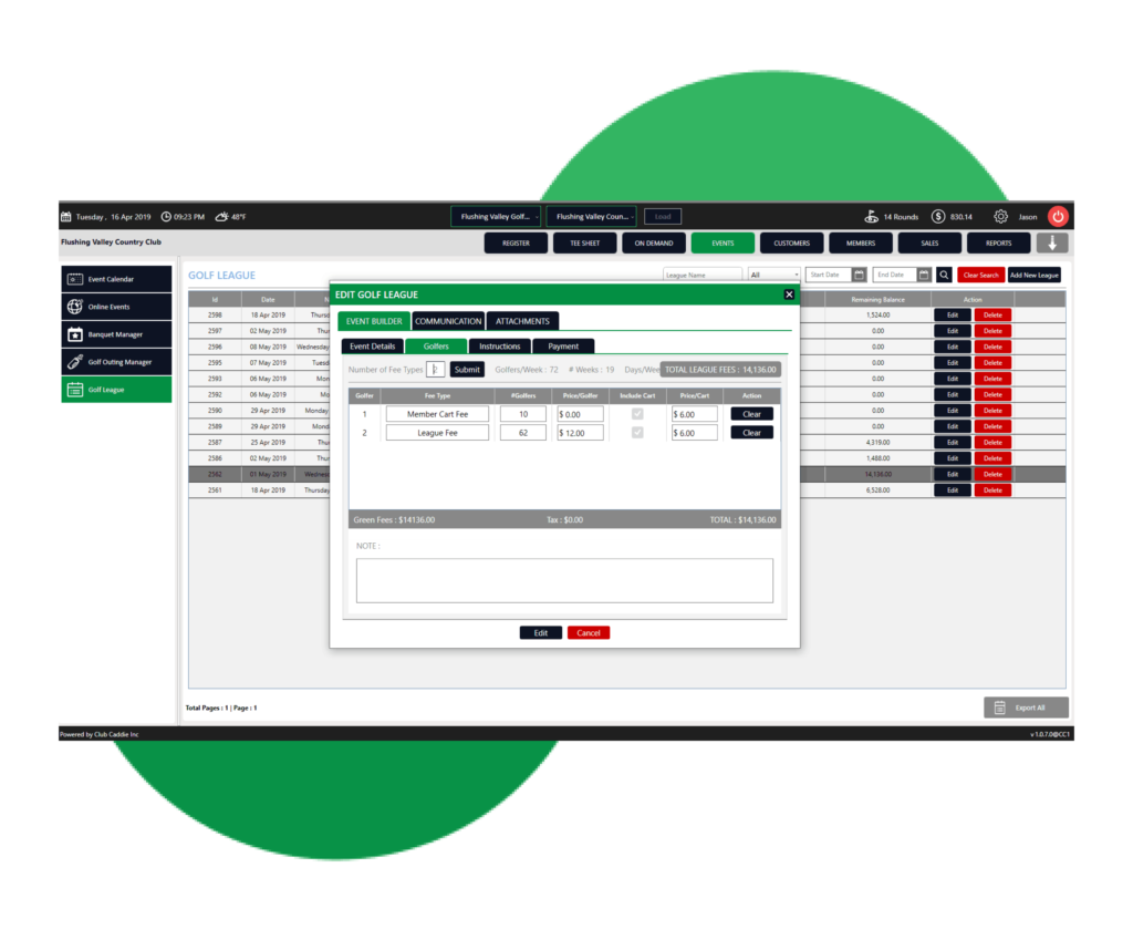Tee Time Management & Online Booking Engine - Club Caddie