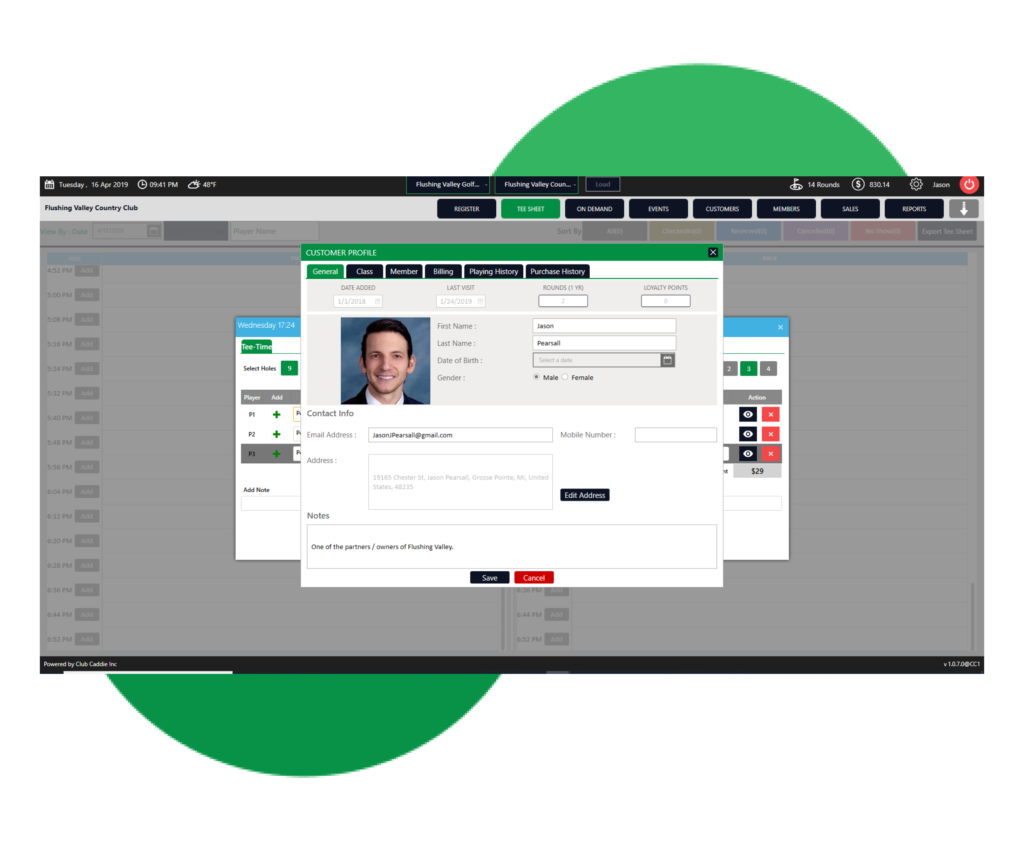 Tee Time Management & Online Booking Engine - Club Caddie